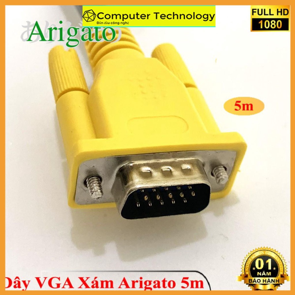 Dây Vga, Dây tín hiệu vga 3+6 Arigato dài 5m, kết nối máy chiếu, hình ảnh rõ nét chất lượng cực ...