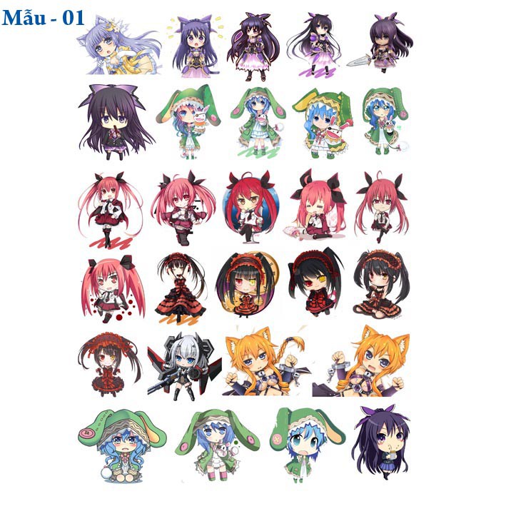 Sticker / Hình Dán anime Date Alive - Yoshino- Kurumi- Tohka- Kotori ...