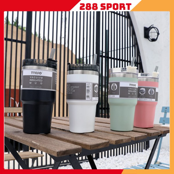 Ly giữ nhiệt bình giữ nhiệt TYESO thép không gỉ inox 304 tặng kèm ống hút dung tích 890 ml TT06 ...