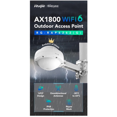 Bộ phát WiFi 6 ngoài trời, chống sét, 100 người dùng Ruijie RG-RAP6262 ...