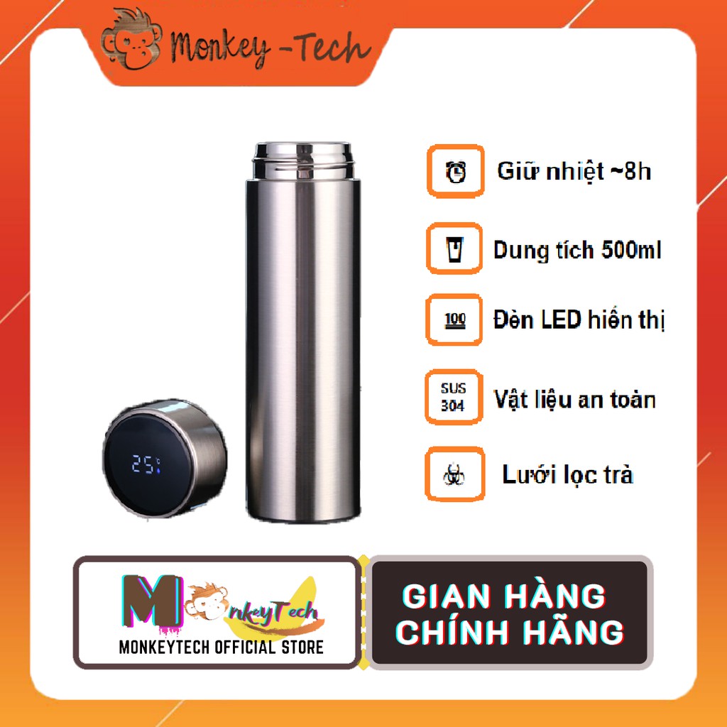 Bình giữ nhiệt có màng lọc chuyên pha trà Lõi Inox 500ml & nắp cảm ứng nhiệt độ Inox 304 cao cấp ...