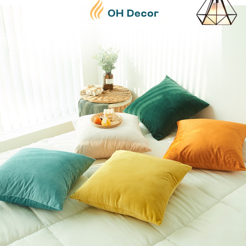 Gối tựa lưng gối sofa nhung ngắn vuông 45x45cm mềm mịn cao cấp OH Decor ...
