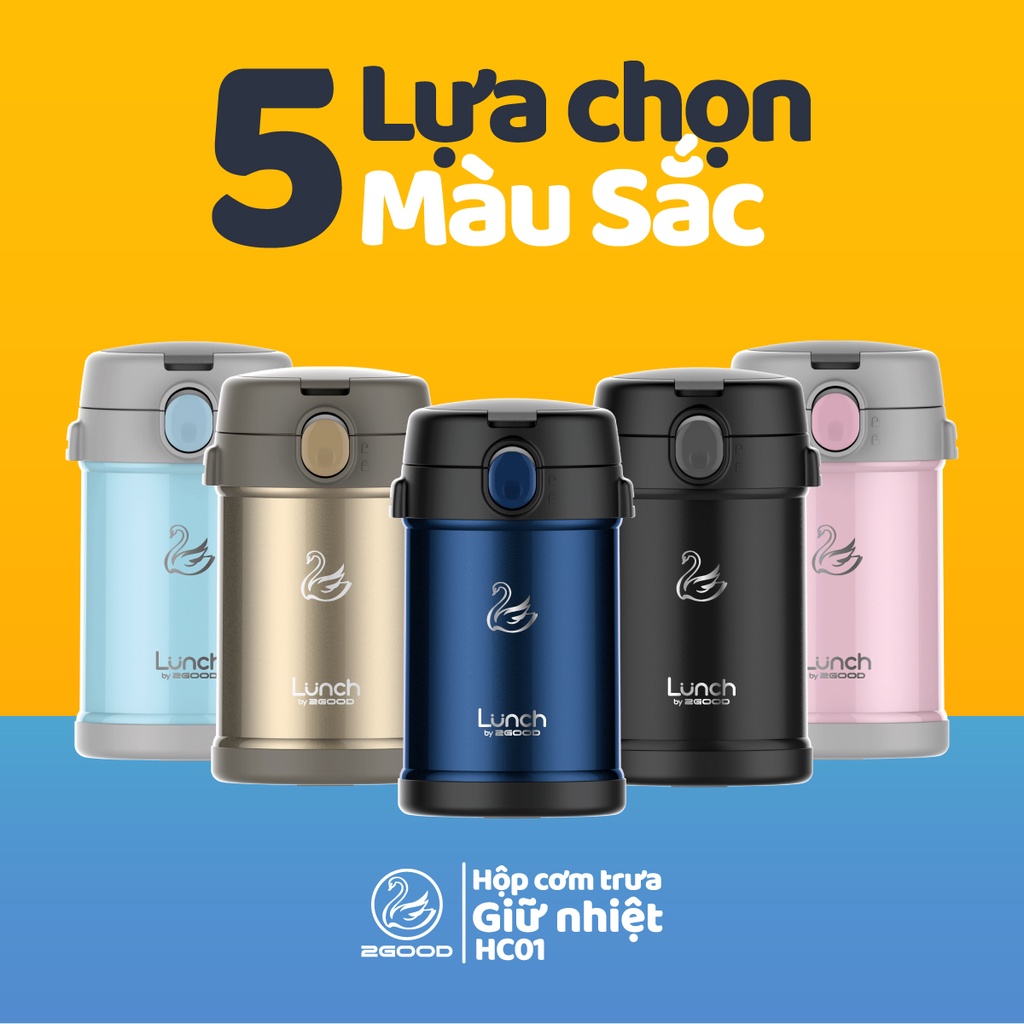 Bộ Hộp Cơm Giữ Nhiệt 2GOOD Lunch Box HC01 (2000ml) - Kèm Muỗng và Đũa ...