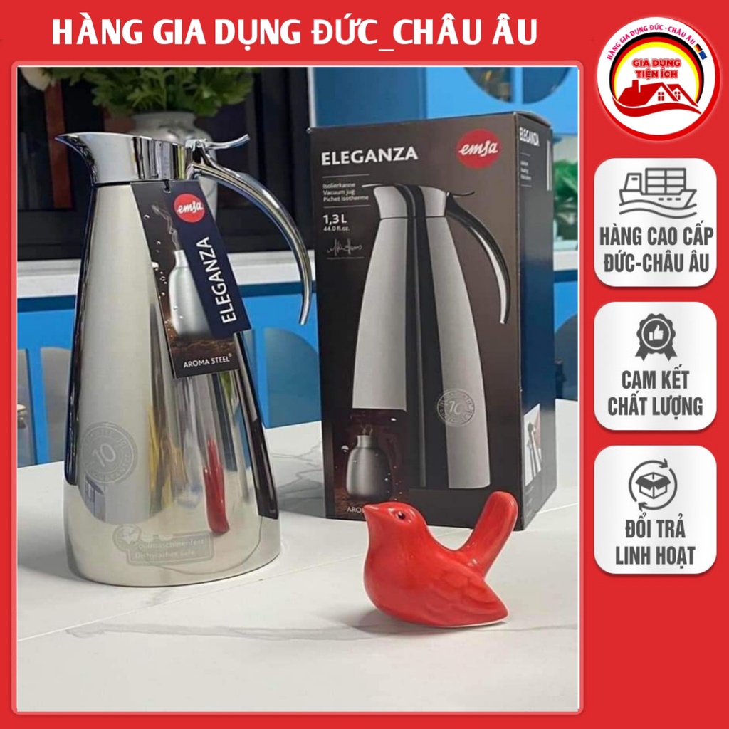 Bình giữ nhiệt EMSA ELEGANZA 1.3L, thép không gỉ 2 lớp giữ nóng 12h ...