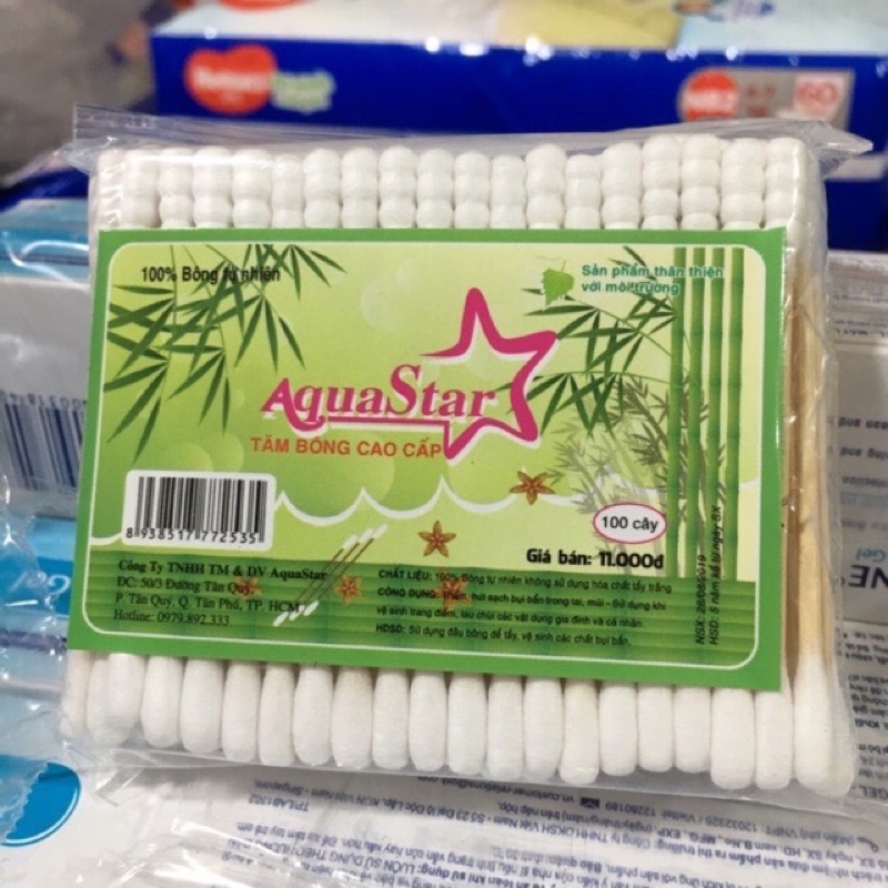 Tăm bông cao cấp AQUA STAR bịch 100 cây (mẫu mới) | Shopee Việt Nam