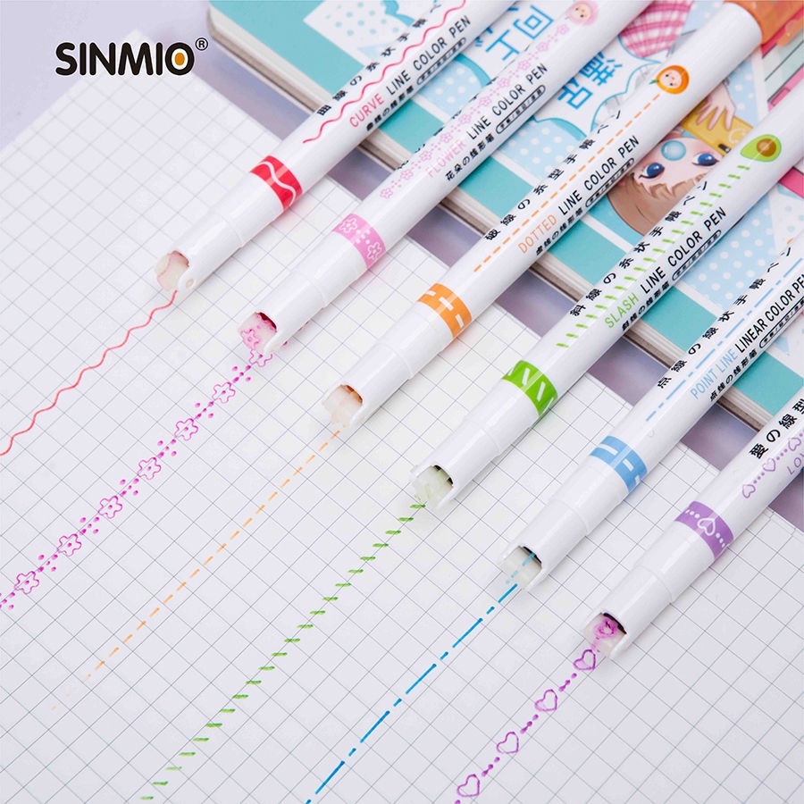 (Quà tặng) Bút kẻ viền họa tiết trang trí sổ - Linear color pen ...