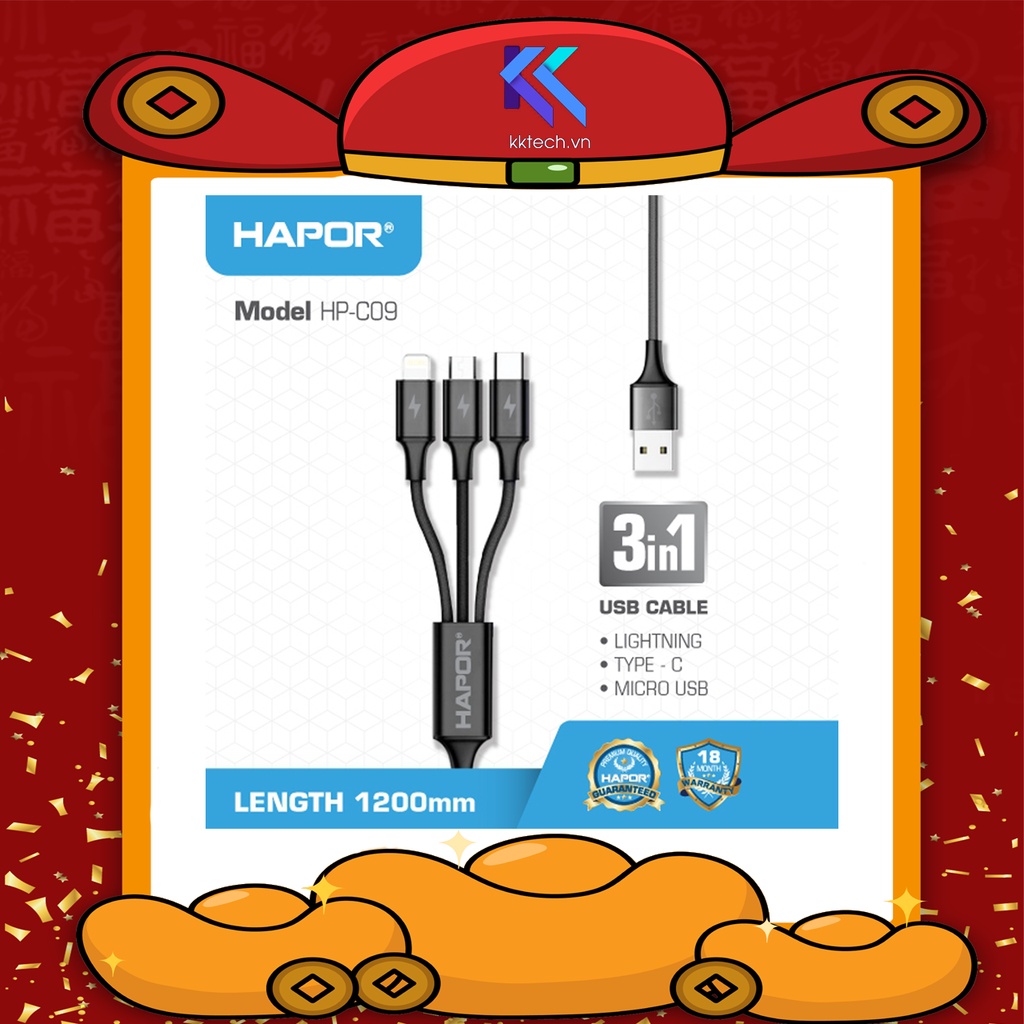 Cáp chống đứt 3in1 Chính Hãng HAPOR | Shopee Việt Nam