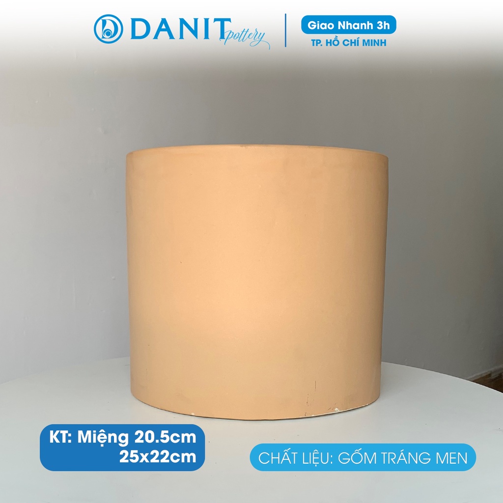 [Hỏa Tốc] Chậu gốm trồng cây cảnh 25cm, Chậu gốm hình trụ cao Danit ...