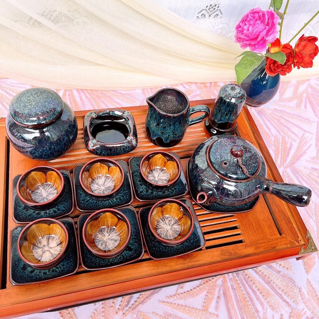 Bộ ấm chén uống trà ⚡️ấm trà Quai Ngang To Cẩm Lai Xanh⚡️ Gốm Sứ Bát Tràng Đẹp Cao Cấp GomNgoGia ...