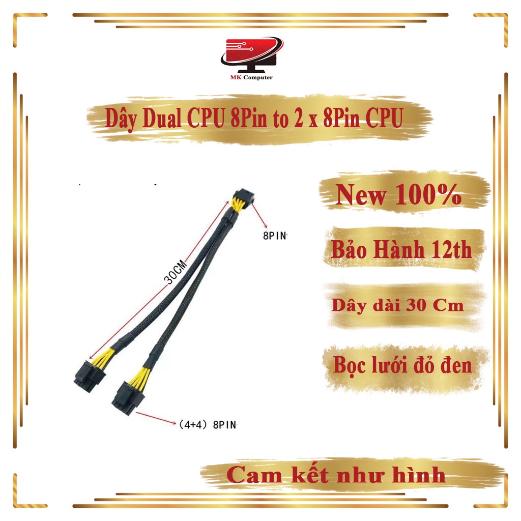 Dây dual CPU 8 Pin to 2x 8Pin CPU,dây chuyển đổi 8Pin CPU sang 2 đầu 8 Pin CPU | Shopee Việt Nam