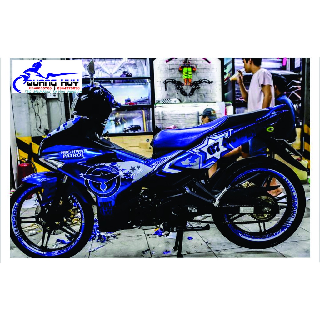 Tem Trùm Exciter 150 Xanh Trắng Đen,Team Decal Ex 150 POLIC | Shopee ...