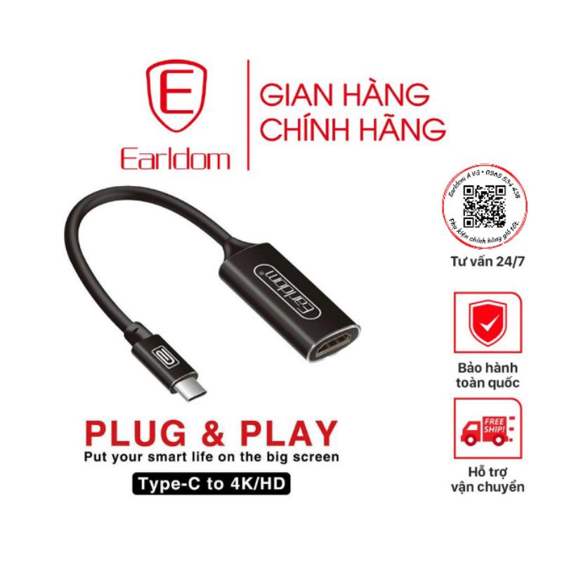 [Chính Hãng] Jack Chuyển Đổi Từ Cổng Type-C Ra Cổng HDMI EARLDOM W 11 (Độ Phân Giải 4K) | Shopee ...