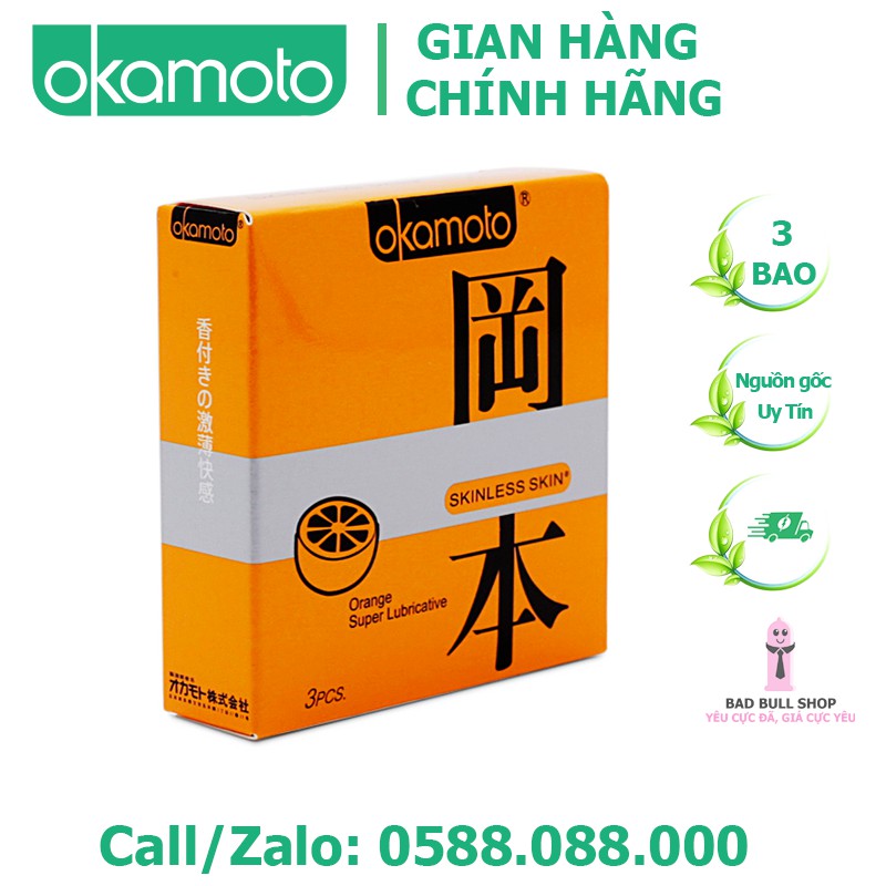 Bao Cao Su Okamoto Skinless Skin Orange Lubricated Hương Cam Hộp 3 Cái ...