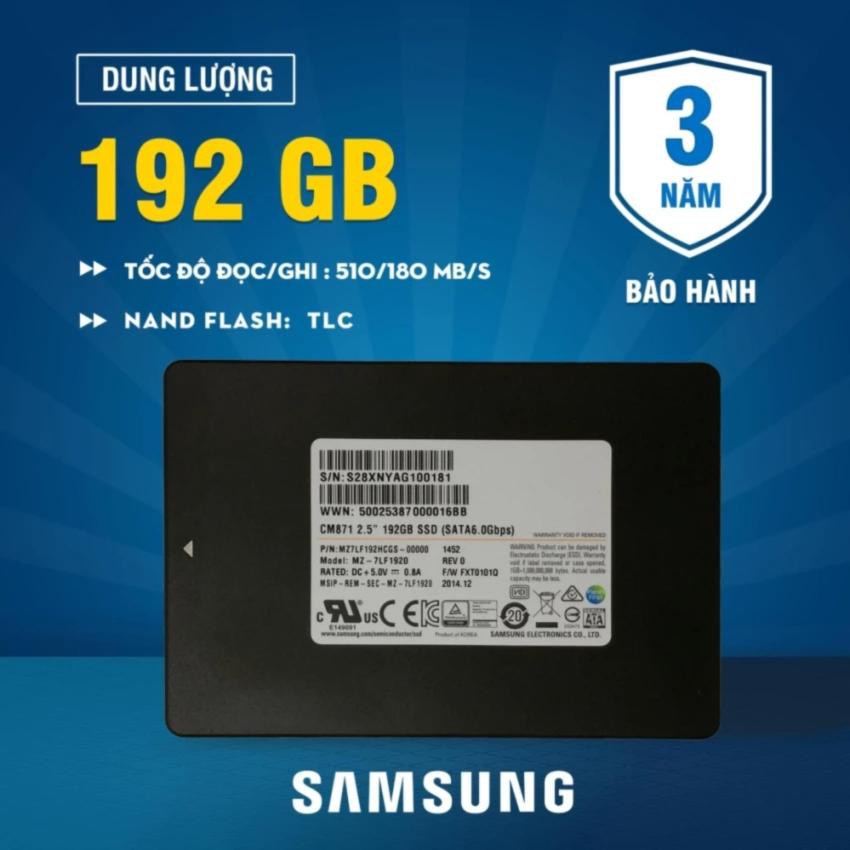 Giá ổ cứng ssd samsung ssd 192gb bảo hành 3 năm full box new 100% ...