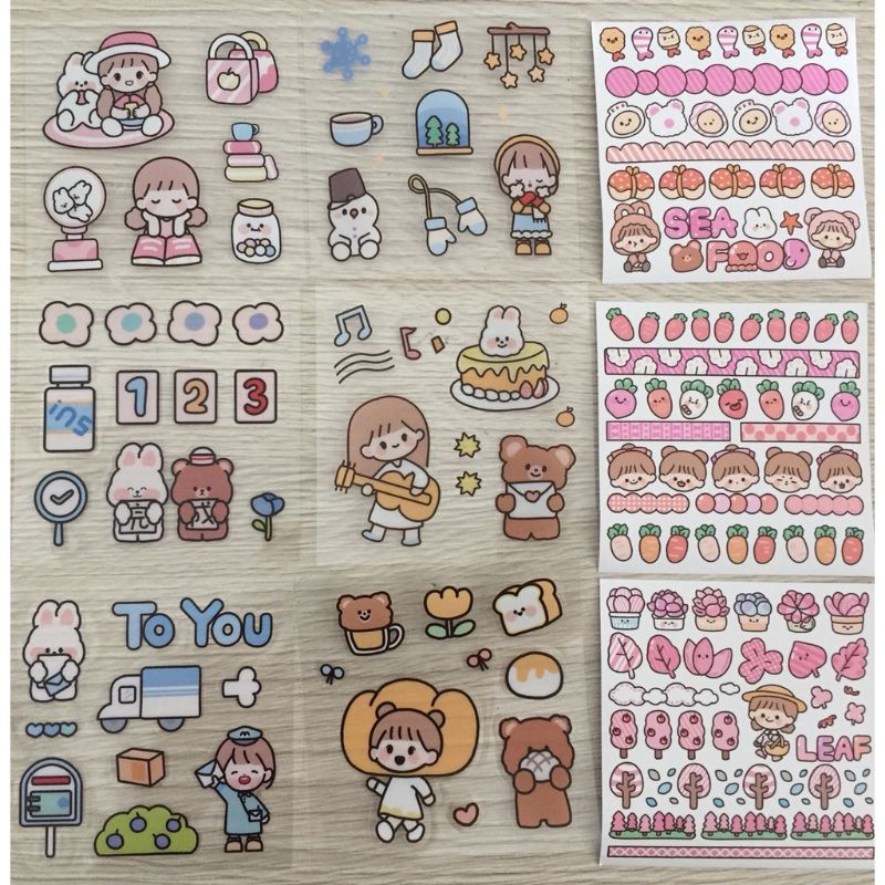 Hot Miếng Sticker 2D chỉ 2K Siêu Dễ Thương Để Dán Bình Nước Sách Vở Sổ ...