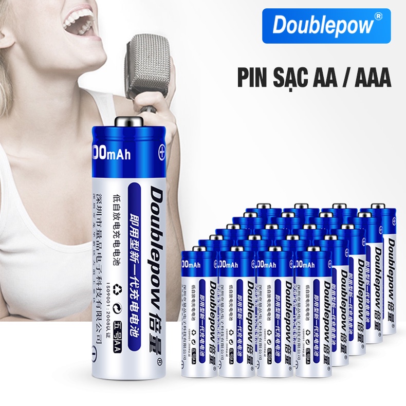 Pin Sạc AA AAA Doublepow dùng cho micro không dây, đồng hồ, đồ chơi ...