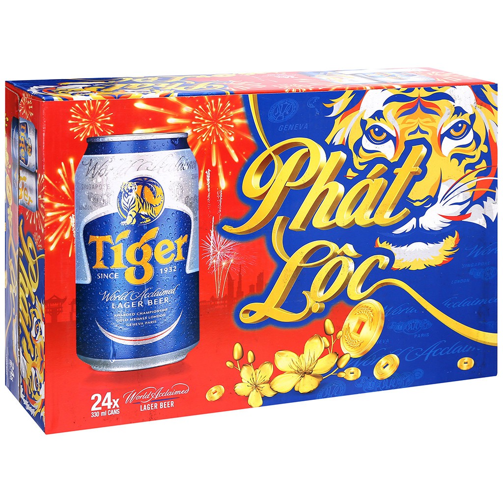 Thùng bia Tiger 24 lon 330ml/lon (Mẫu xuân) | Shopee Việt Nam