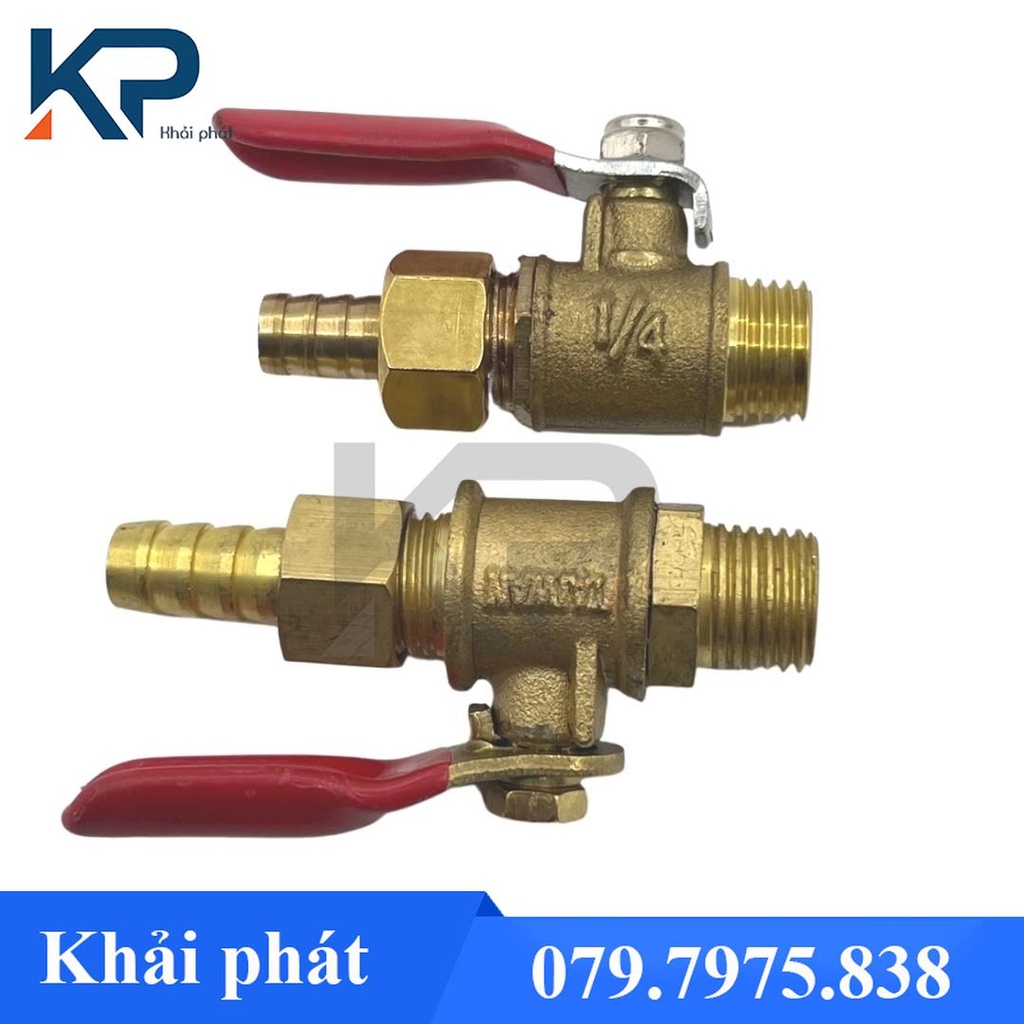 Van tay nhỏ 13mm - Van bi tay gạt hơi 13mm đồng thau 2 đầu ren ngoài ...