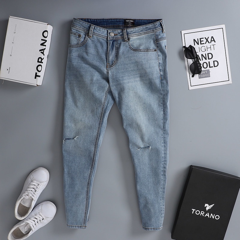 Quần Jeans rách nam TORANO dáng basic Slim Co Giãn Tốt, Không Bai Xù, Bền Màu, Phom Trẻ Trung ...