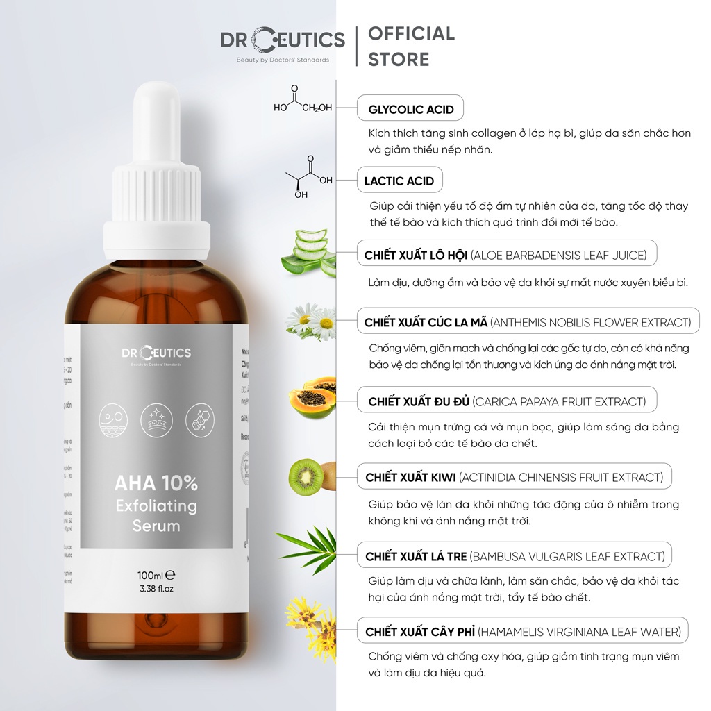 Dung Dịch AHA DrCeutics Tẩy Da Chết Làm Sáng Và Chống Lão Hóa Da 30ml, 100ml | Shopee Việt Nam