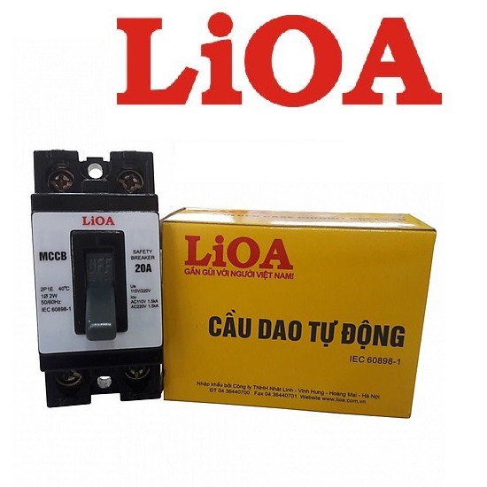 Cầu dao tự động APTOMAT 15A 20A 25A 30A 2 cực 1 tiếp điểm LIOA MCCB2P1E ...