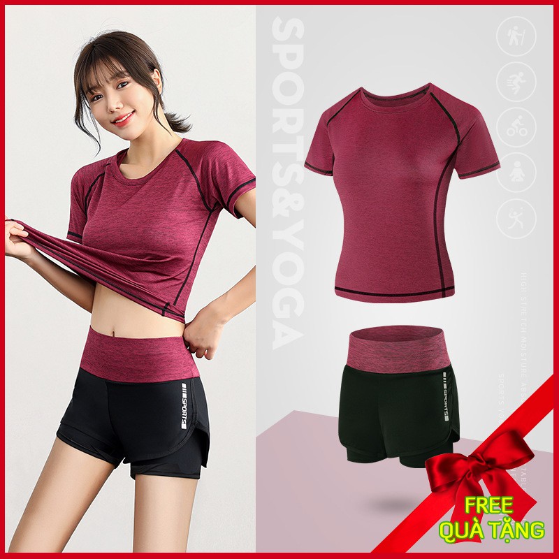 SALE 10.10 Quần áo tập gym nữ Louro SE25, bộ đồ tập gym nữ ngắn thoáng mát, quần tập gym nữ 2 ...