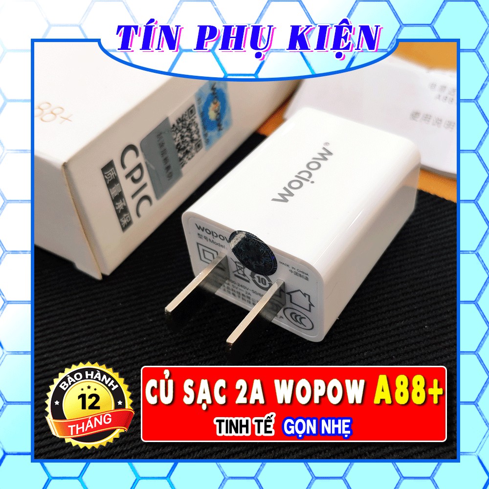 [CHÍNH HÃNG] CỦ SẠC 2A WOPOW A88+ | TINH TẾ GỌN NHẸ | Shopee Việt Nam