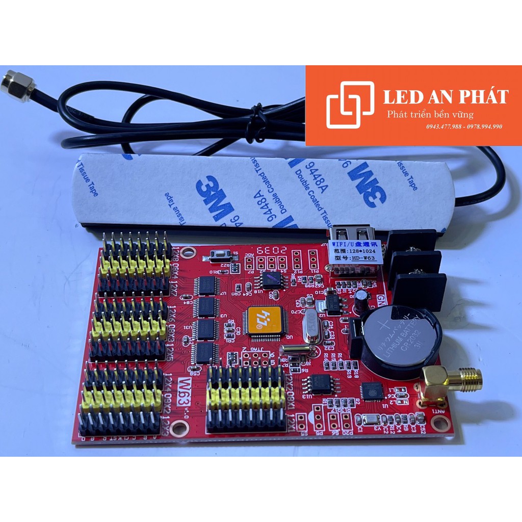 Card HD W63 (USB, WIFI) dùng cho 8 tầng module led 1 màu và 3 màu ...