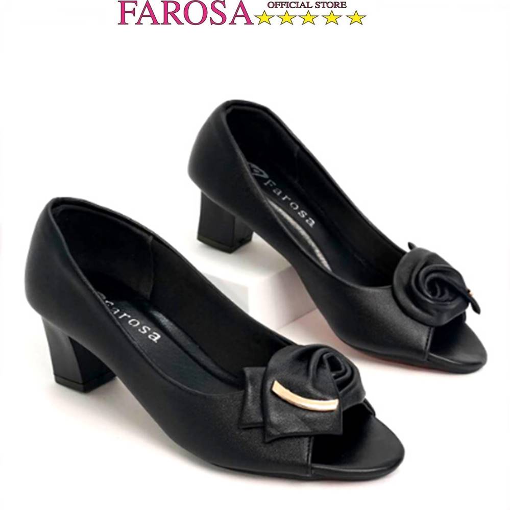 Giày cao gót nữ hở mũi FAROSA - C80 gót trụ 5cm chất da mềm cực êm chân ...