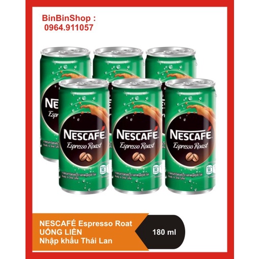 Cà Phê uống liền Nestlé Nescafé Espresso Roast (180 ml) - Combo 6 lon ...