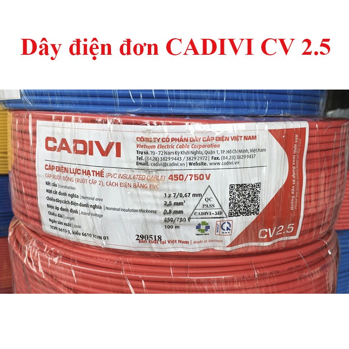 1 mét dây điện đơn Cadivi CV1.5, CV2.5, CV4 - Giao màu ngẫu nhiên | Shopee Việt Nam