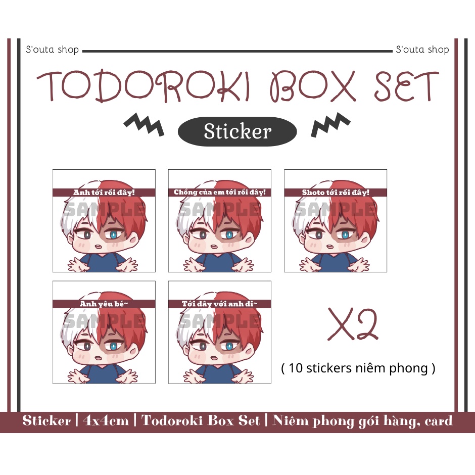 Bộ hộp Móc khóa, griptok, card trong, sticker Todoroki Shoto MHA ...