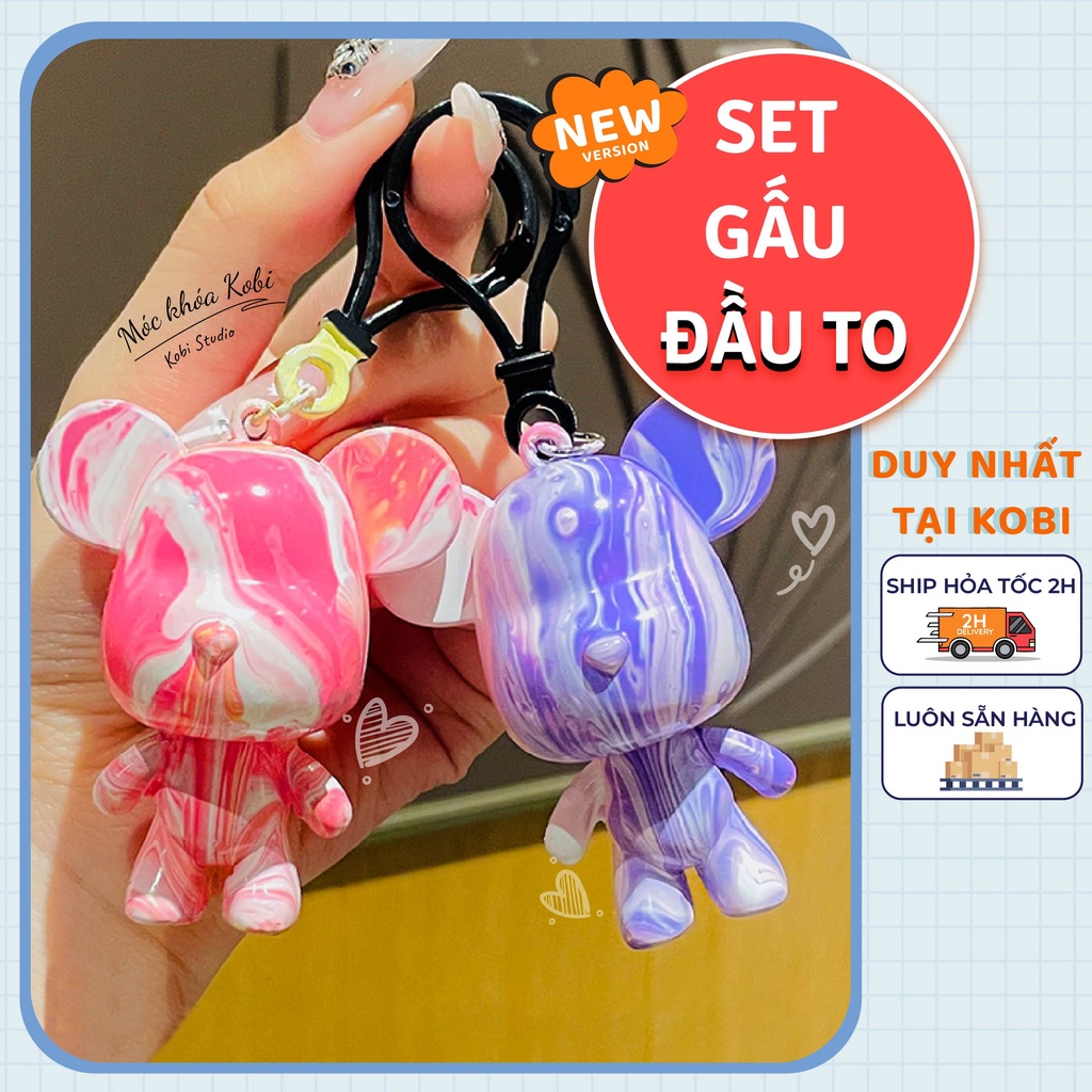 Móc Khóa Bearbrick KOBI DIY Đổ Màu Acrylic Pouring nhiều màu đẹp lạ mắt ...