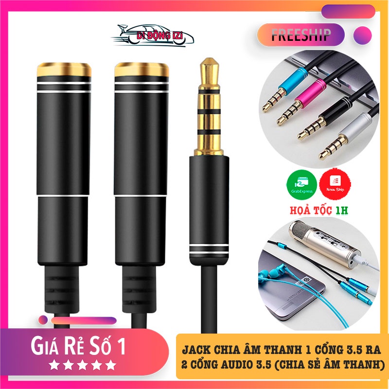 Jack Chia Âm Thanh 1 Cổng 3.5 Ra 2 Cổng Audio + Mic 3.5 - Jack Chuyển ...