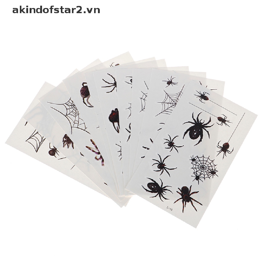 {AKIN2} 10sheets Halloween Temporary Vampire Spider Blood Scar Tattoo ...