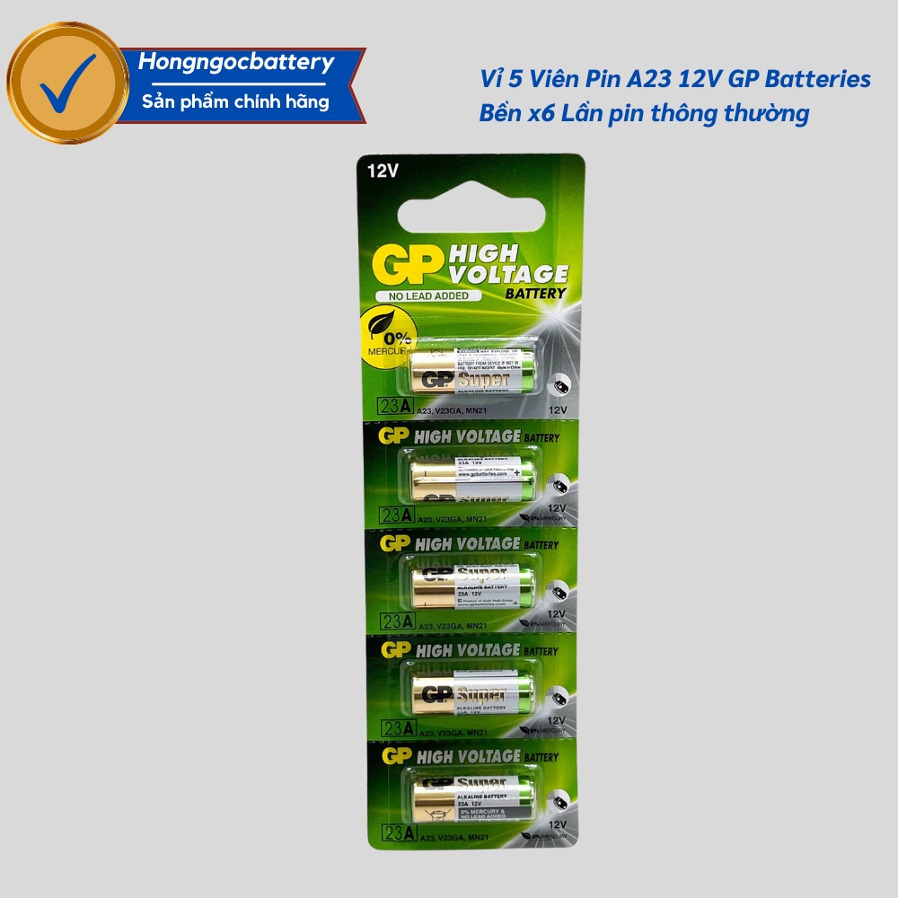 Vỉ 5 Pin A23 GP Batteries 12V Siêu Bền , Dùng cho remote - Hàng chính hãng | Shopee Việt Nam