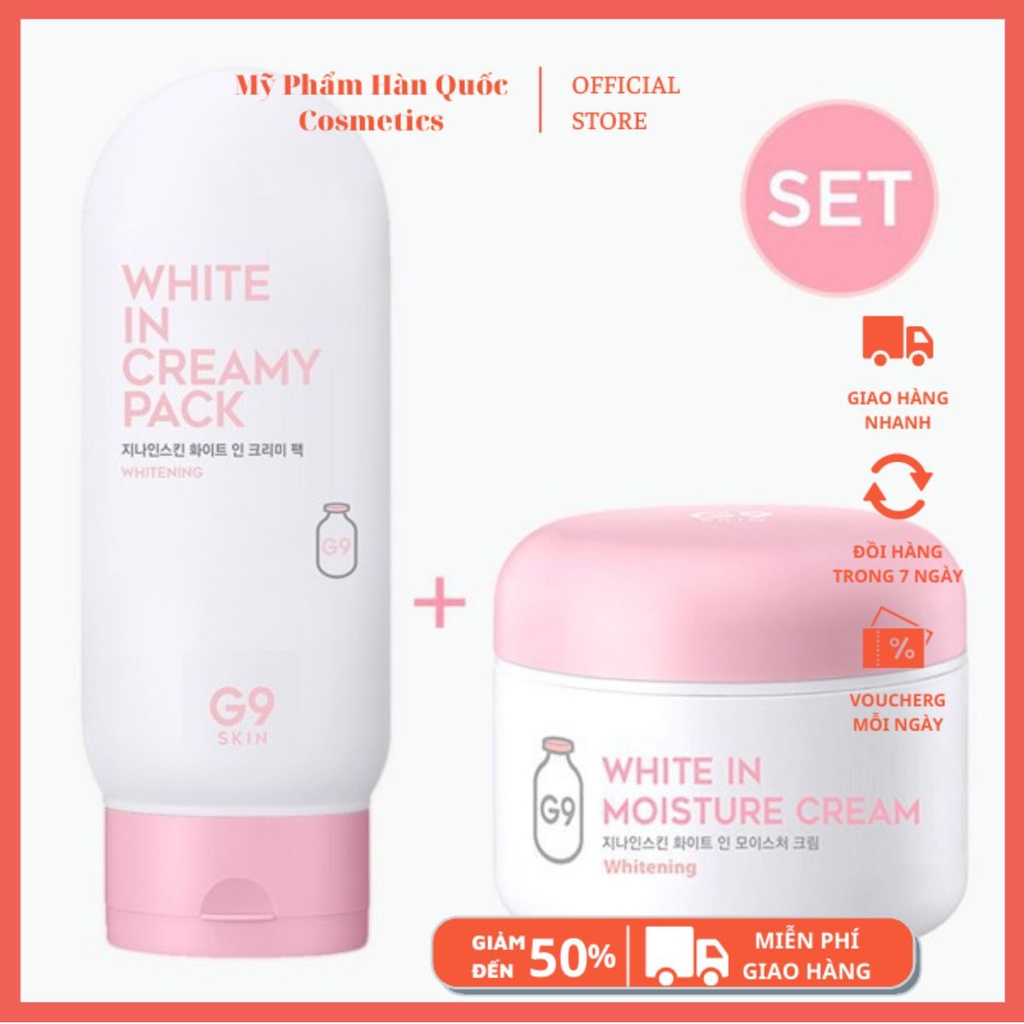 COMBO Kem ủ Trắng G9 Skin White In Creamy Pack (200ml) + Kem dưỡng ...