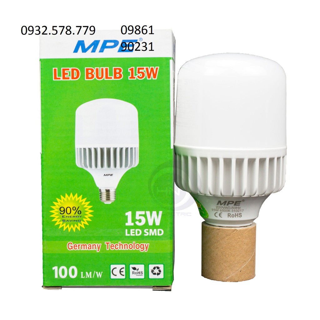 Bóng LED Bulb Trụ thân nhôm tản nhiệt tốt MPE LBA-15 15W | Shopee Việt Nam