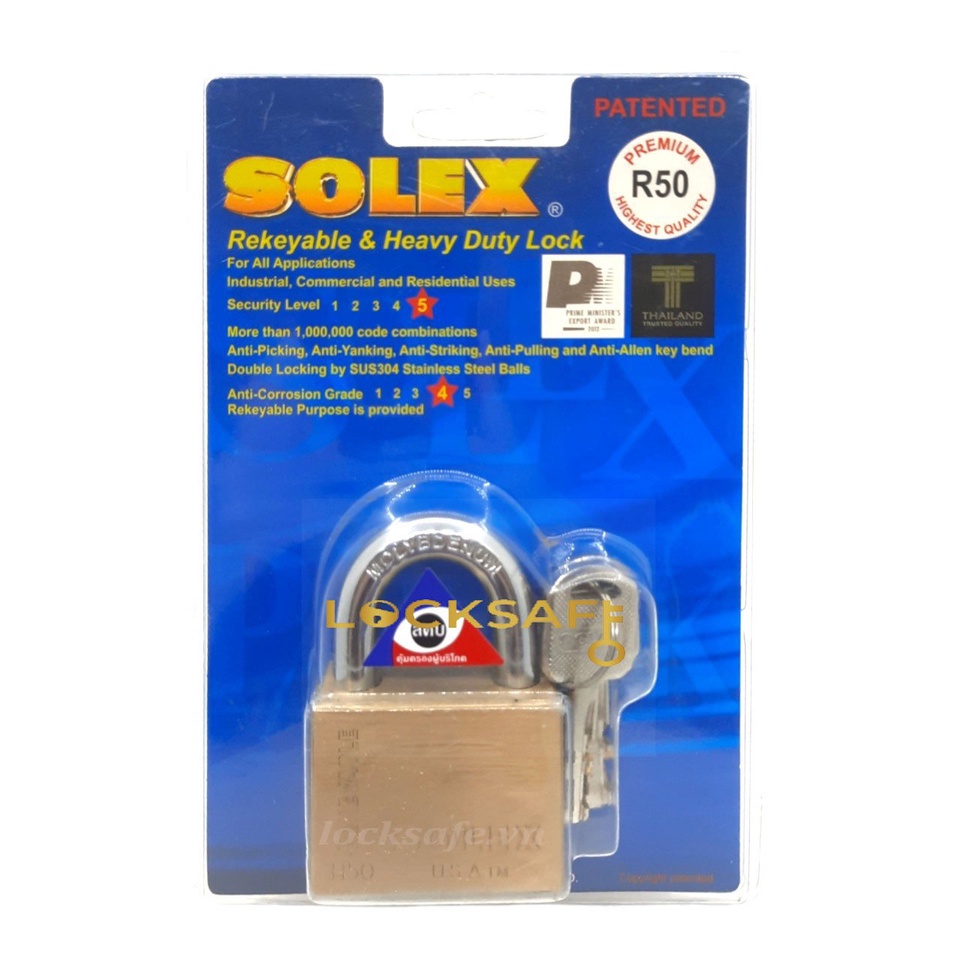 Ổ Khóa Chống Cắt SOLEX PREMIUM Thái Lan Chính Hãng R50-R60-R70 | Shopee ...