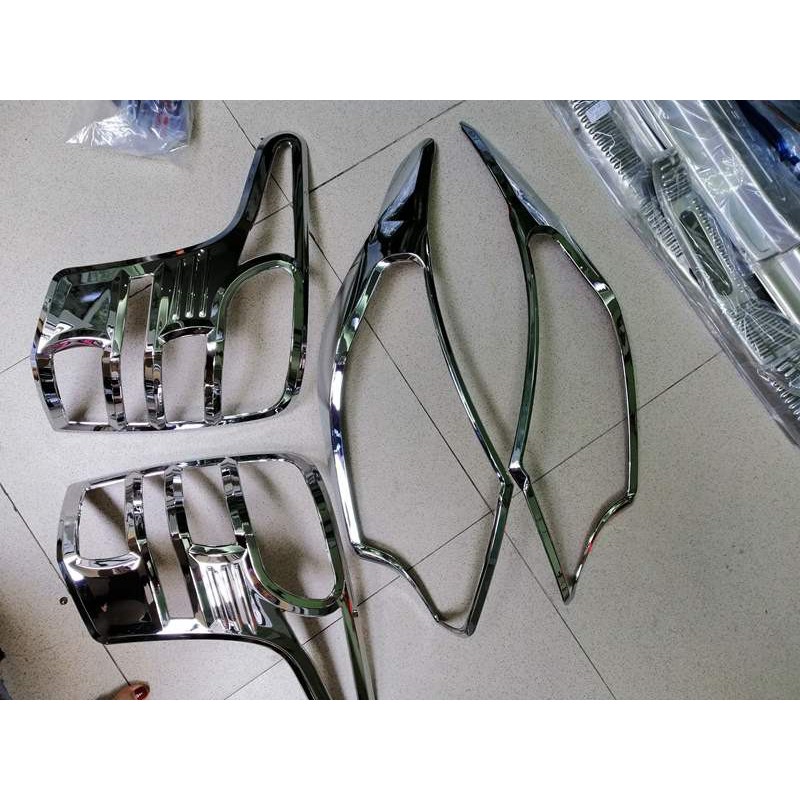 Bộ 2 ốp viền đèn Pha + 2 Hậu mạ crom xe Mitsubishi Triton form từ 2016 ...