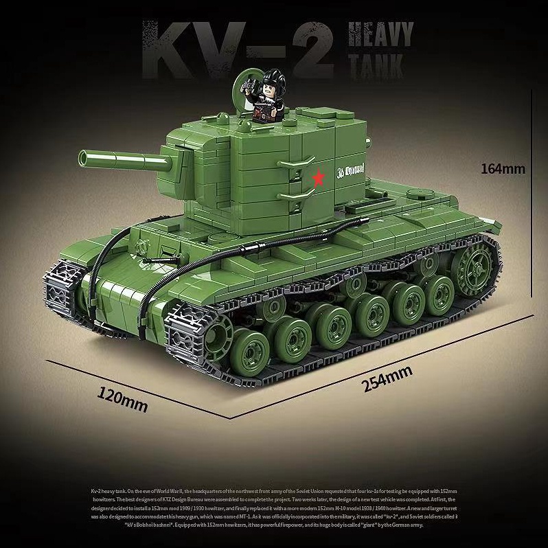 Đồ chơi Lắp ráp Xe Tăng hạng nặng KV-2, Quanguan 100239 Heavy Tank, Xếp hình thông minh, Mô hình ...