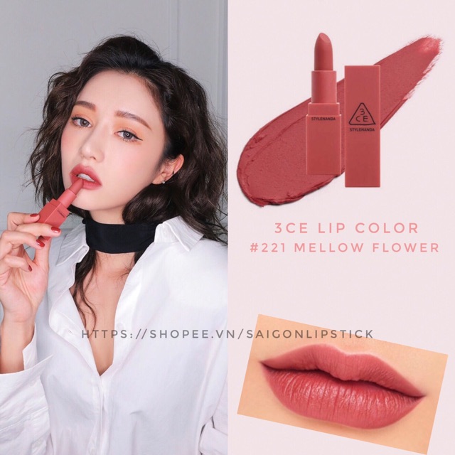 Son Thỏi Vuông 3CE #221 Melow Flower Matte | Shopee Việt Nam