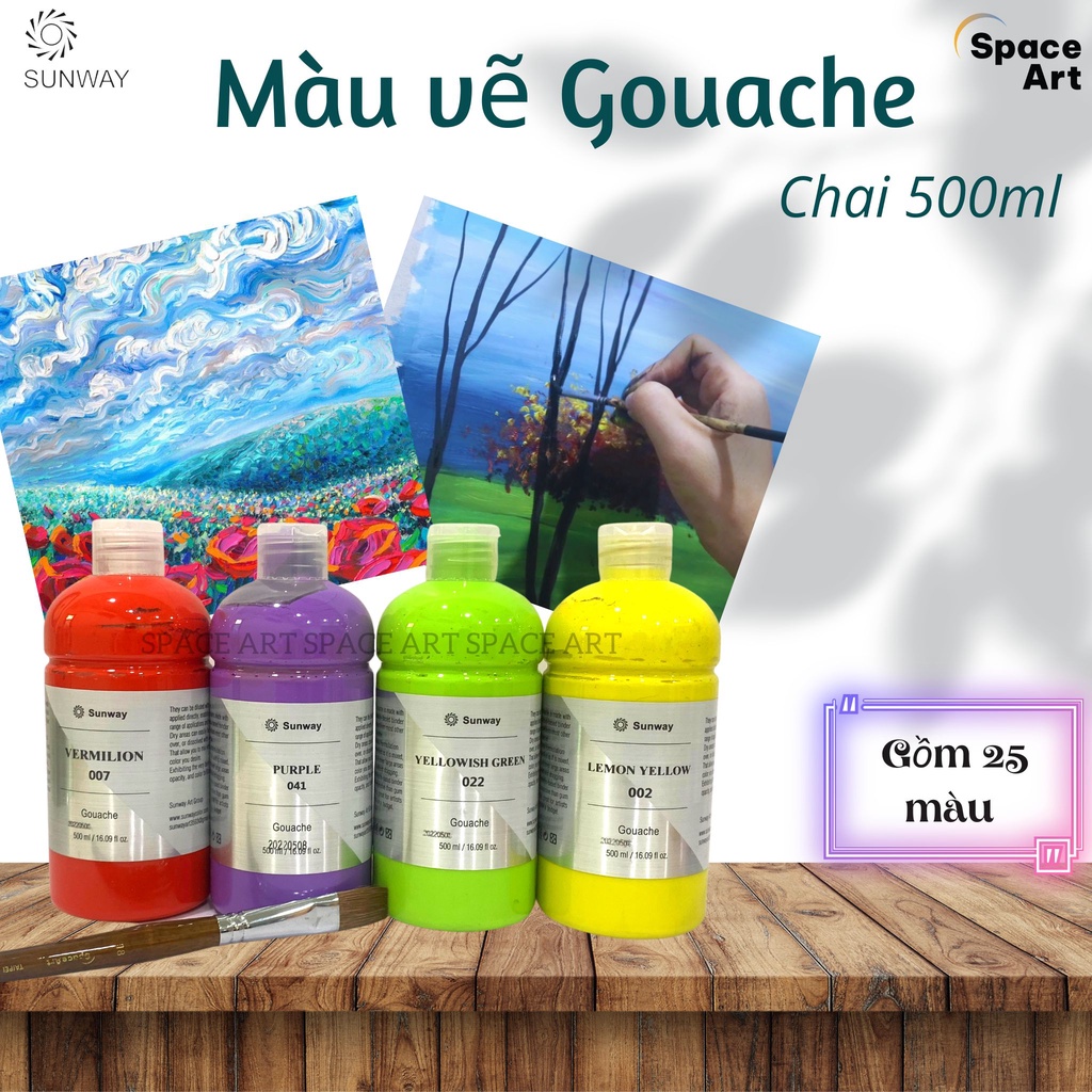 Màu Poster/Gouache SUNWAY Chai 500ml (31 màu lẻ) | Shopee Việt Nam