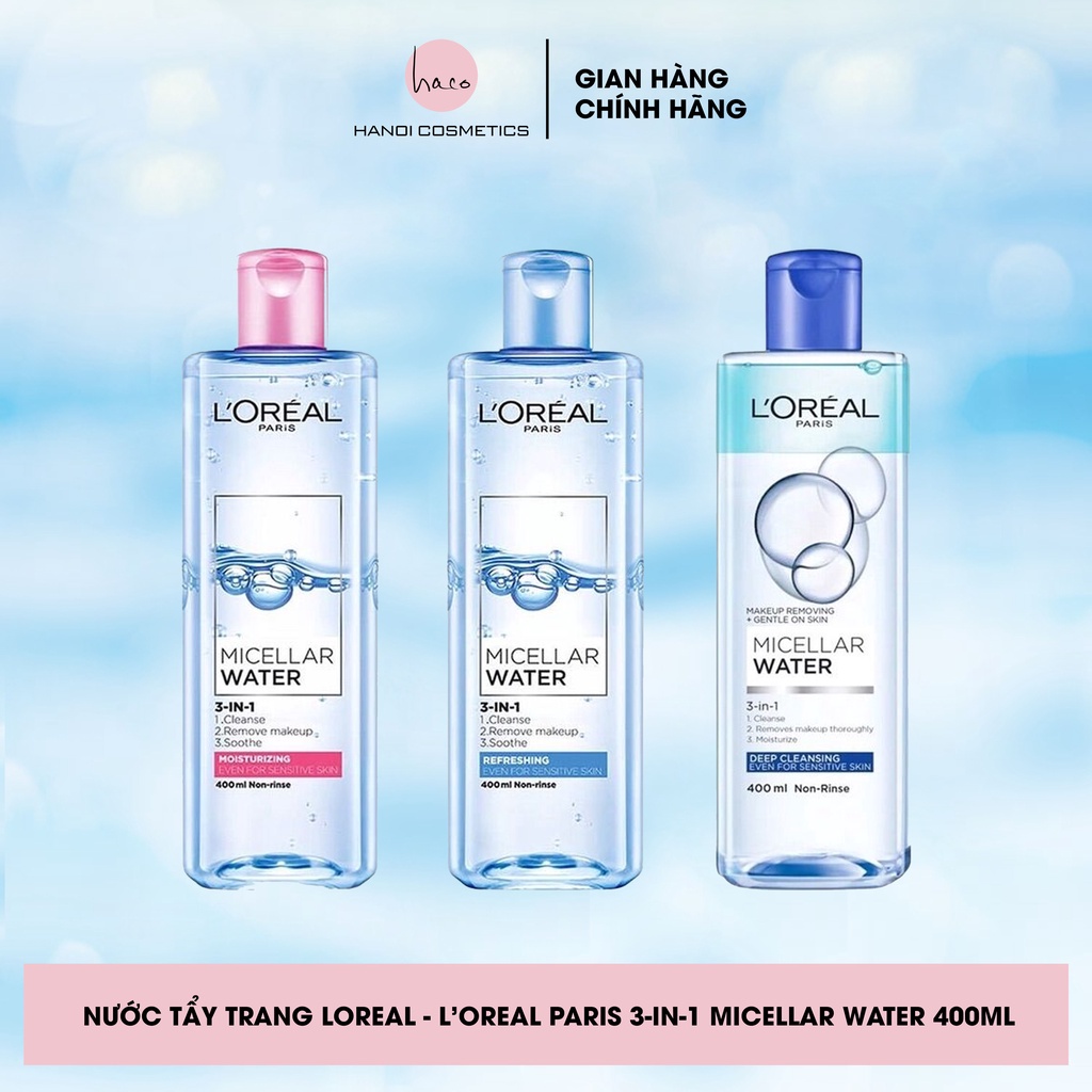 Nước tẩy trang L'Oreal Paris 3-in-1 Micellar Water 400ml | Shopee Việt Nam