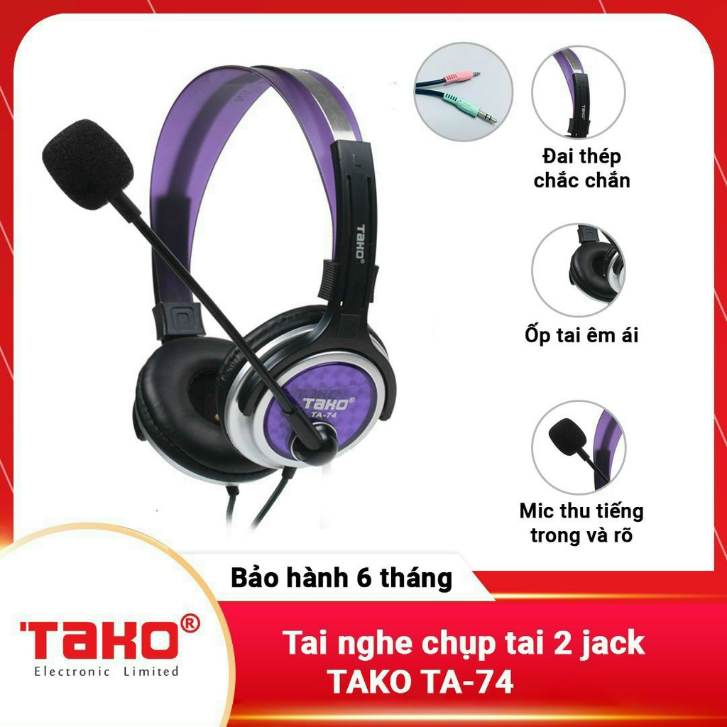 Tai nghe chụp tai 2 jack Tako TA-74 | Shopee Việt Nam