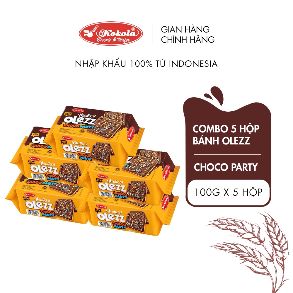 Combo 5 Bánh KOKOLA Olezz Choco Party gói 100g | Shopee Việt Nam