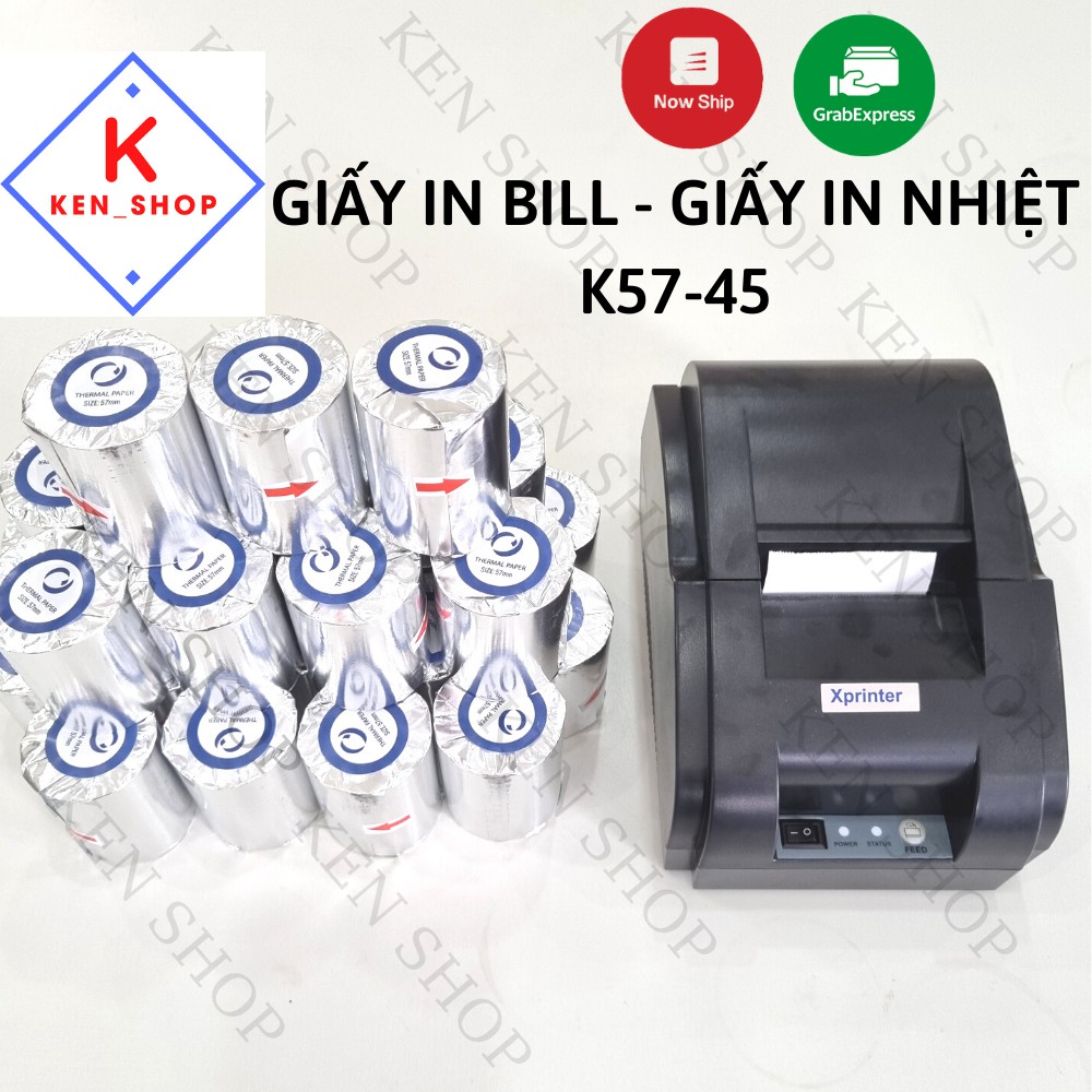 GIẤY IN BILL K57-45/ K58-45, Giấy in nhiệt 58mm, 57mm phi 45 | Shopee ...