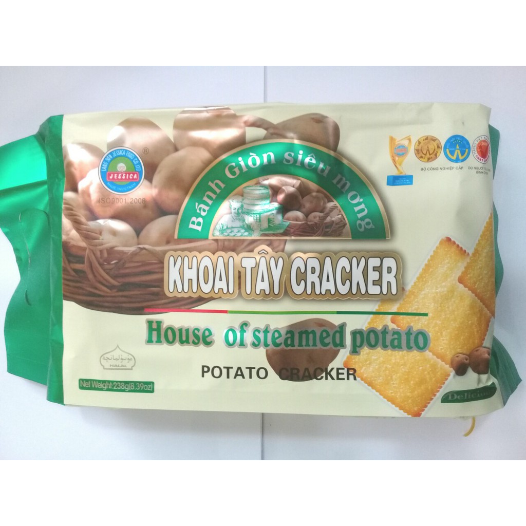 Bánh khoai tây cracker jessica siu giòn siu mỏng 238 GR túi.hsd 8/2025 | Shopee Việt Nam