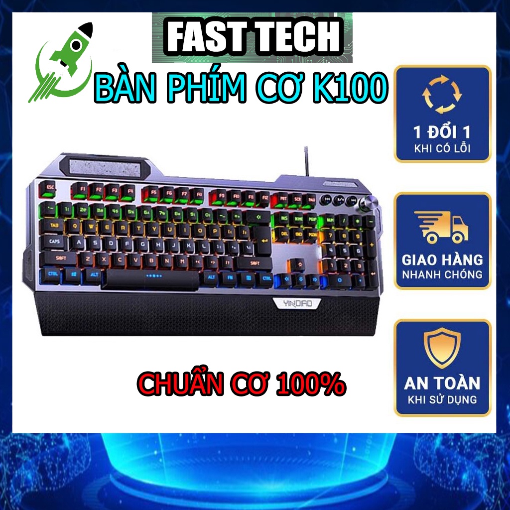 HOT - Bàn Phím Cơ K100 Led 12 Chế Độ Phím Cơ Blue Switch Full size 104 phím- FASTTECH | Shopee ...