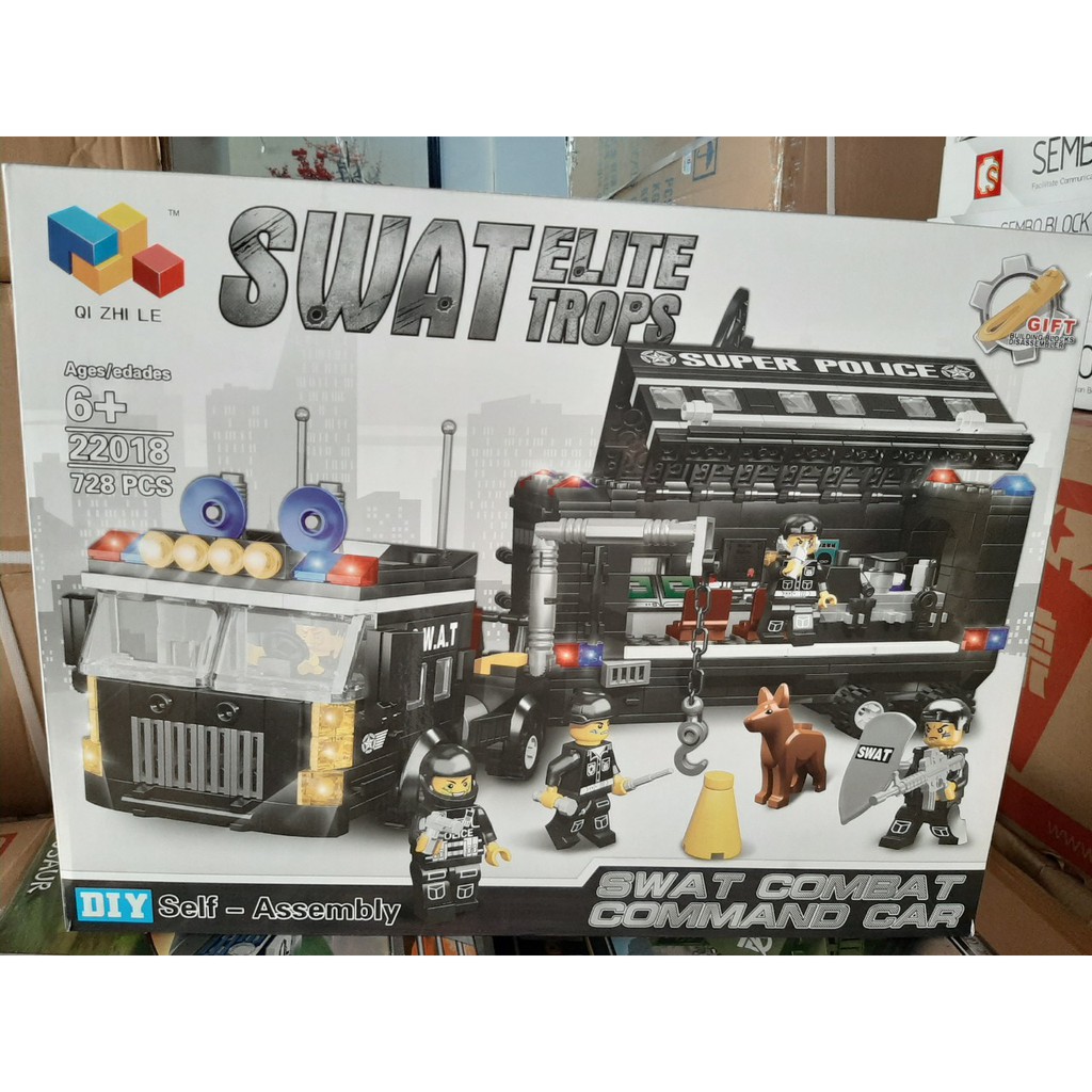 (CÓ SẴN) Lắp ghép Mô hình 22018 SWAT COMBAT COMMAND CAR super police ...